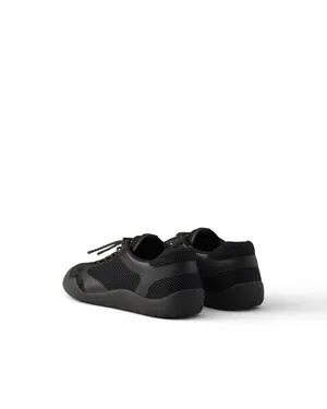 Prada Speedrock Leather And Mesh Sneakers - Black