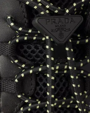 Prada Speedrock Leather And Mesh Sneakers - Black