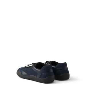 Prada Speedrock Leather And Mesh Sneakers - Navy