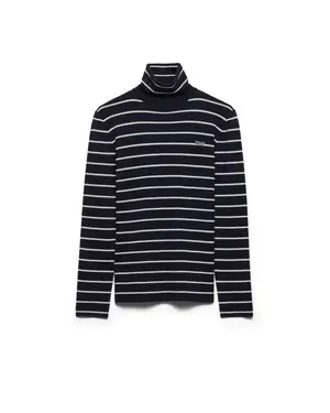 Prada Striped Wool Turtleneck Sweater - Navy