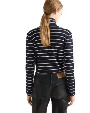 Prada Striped Wool Turtleneck Sweater - Navy