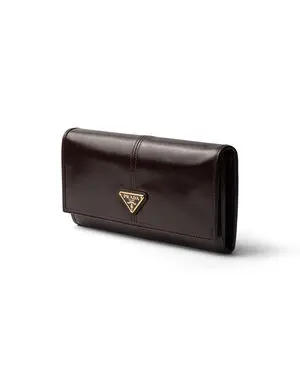 Prada Large Leather Wallet - Dark Brown
