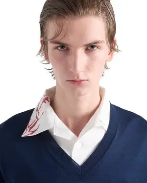 Prada Printed Cotton Bowling Shirt - Red