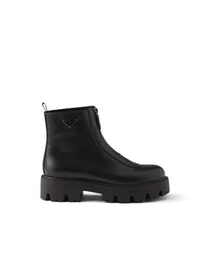 Prada Leather Booties - Black