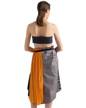 Prada Technical Taffeta Patchwork Skirt - Orange