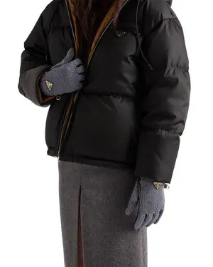 Prada Wool And Nappa Leather Gloves - Slate Gray