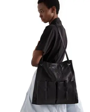 Prada Leather Tote Bag - Black
