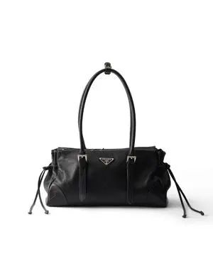 Prada Karin Medium Antiqued Leather Tote Bag - Black