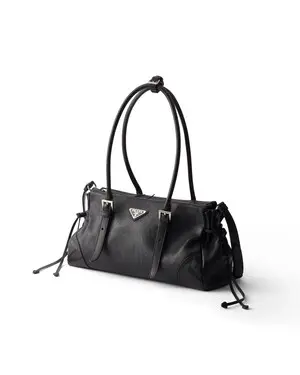 Prada Karin Medium Antiqued Leather Tote Bag - Black