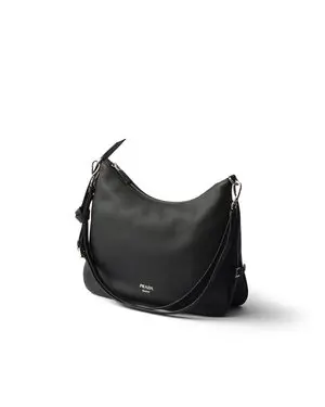 Prada Fold Leather Shoulder Bag - Black