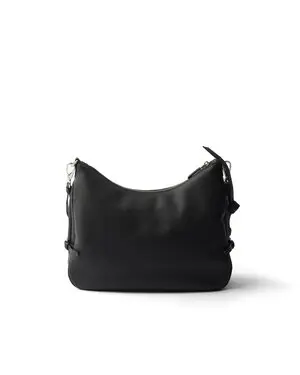 Prada Fold Leather Shoulder Bag - Black