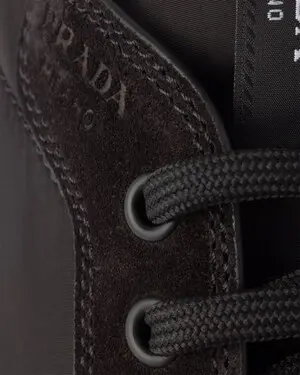Prada Speedrock Re-nylon And Suede Sneakers - Black