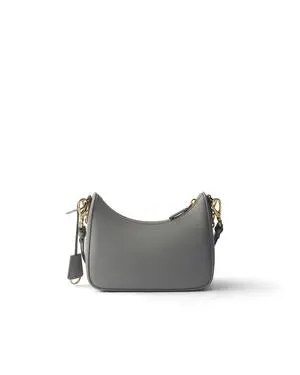 Prada Re-edition Mini Saffiano Leather Bag - Cloudy Gray