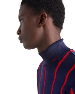Prada Cotton Turtleneck Sweater - Blue/red
