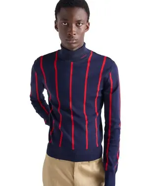 Prada Cotton Turtleneck Sweater - Blue/red