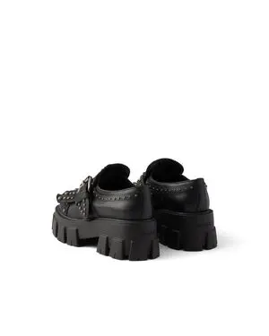 Prada Monolith Studded Leather Loafers