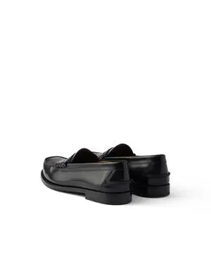 Prada Brushed Leather Loafers - Black