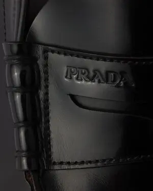 Prada Brushed Leather Loafers - Black