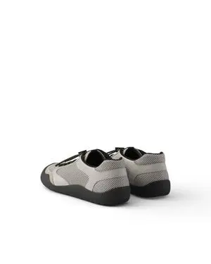 Prada Speedrock Leather And Mesh Sneakers - Grey