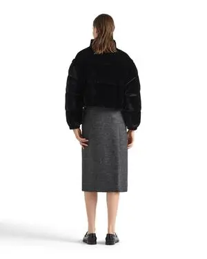 Prada Convertible Cropped Velvet Down Jacket - Black