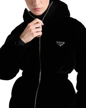 Prada Velvet Down Padded Jacket - Black