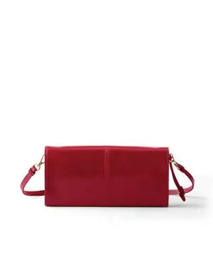 Prada Leather Wallet With Shoulder Strap - Red