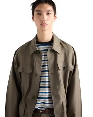 Prada Striped Cotton T-shirt - Ivory/uniform
