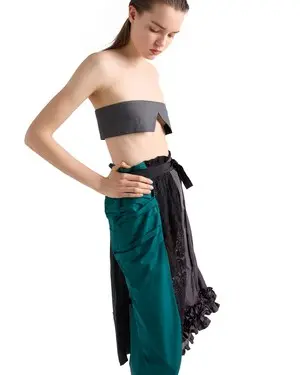 Prada Technical Taffeta Patchwork Skirt