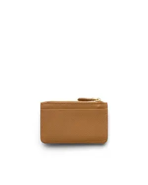 Prada Saffiano And Smooth Leather Card Holder - Caramel