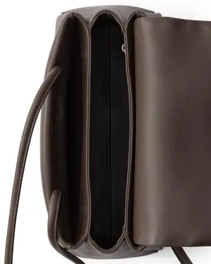 Prada Passage Medium Leather Bag With Re-nylon Flap - Coffee