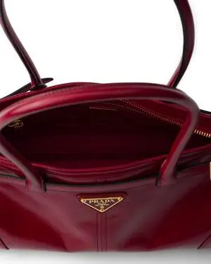 Prada Medium Leather Handbag - Ruby Red