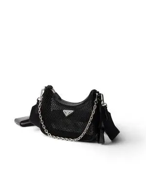 Prada Re-edition 2005 Mesh And Brushed Leather Bag