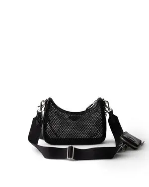 Prada Re-edition 2005 Mesh And Brushed Leather Bag