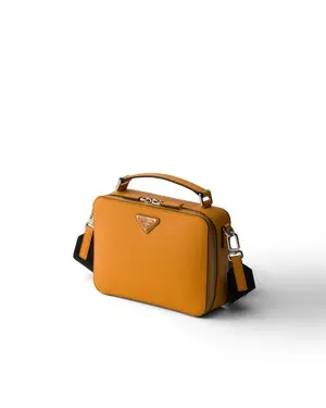 Prada Brique Medium Saffiano Leather Bag - Amber
