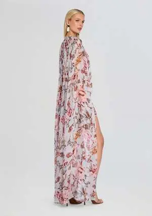 Hemant & Nandita Ezra Ruched Cape Mini Dress - Blue