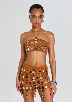 Retrofete Enora Crochet Top - Metallic Rust