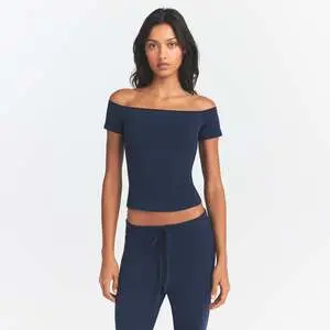 SKIMS Cotton Jersey Off-the-shoulder Top