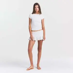SKIMS Boatneck Heavy Pointelle Tee - Marble