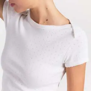 SKIMS Boatneck Heavy Pointelle Tee - Marble