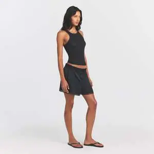 SKIMS Lace Boxer | Black | | Woven Shine