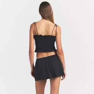 SKIMS Poplin Ruffle Cami Top - Onyx