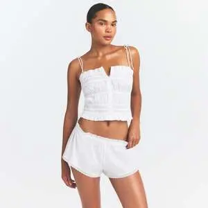SKIMS Poplin Apparel Ruffle Cami Top - Snow