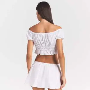 SKIMS Poplin Off-the-shoulder Top - Snow