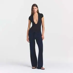 SKIMS Drapey French Terry Straight Leg Pants - Navy