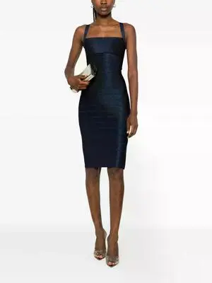 Herve Leger Neri Square-neck Mini Dress - Blue