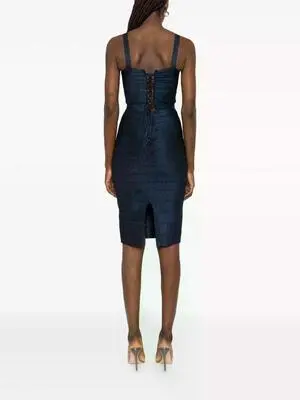 Herve Leger Neri Square-neck Mini Dress - Blue