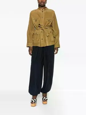 YVES SALOMON Belted Suede Jacket - Brown