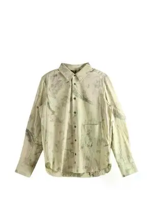 ZIGGY CHEN Abstract-print Cotton Shirt - Neutrals