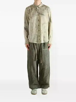 ZIGGY CHEN Abstract-print Cotton Shirt - Neutrals