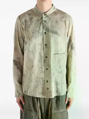 ZIGGY CHEN Abstract-print Cotton Shirt - Neutrals
